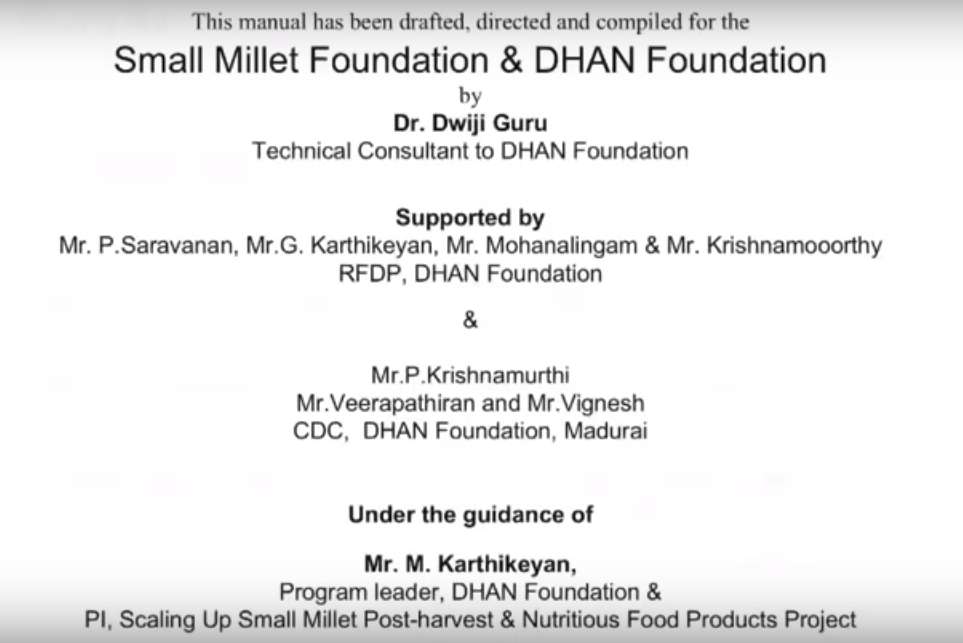 An audio visual guide to Community Scale Small Millet Processing – The Millet Foundation